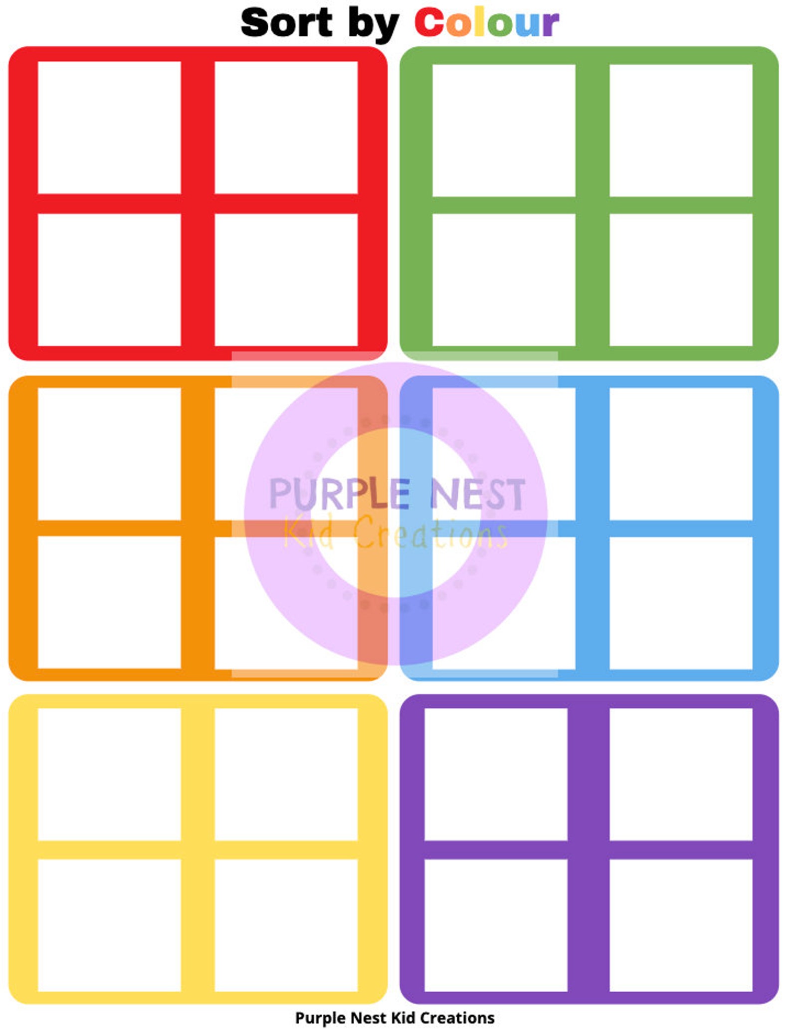 Sort by Colour Worksheets Colour Sorting Game Educational - Etsy