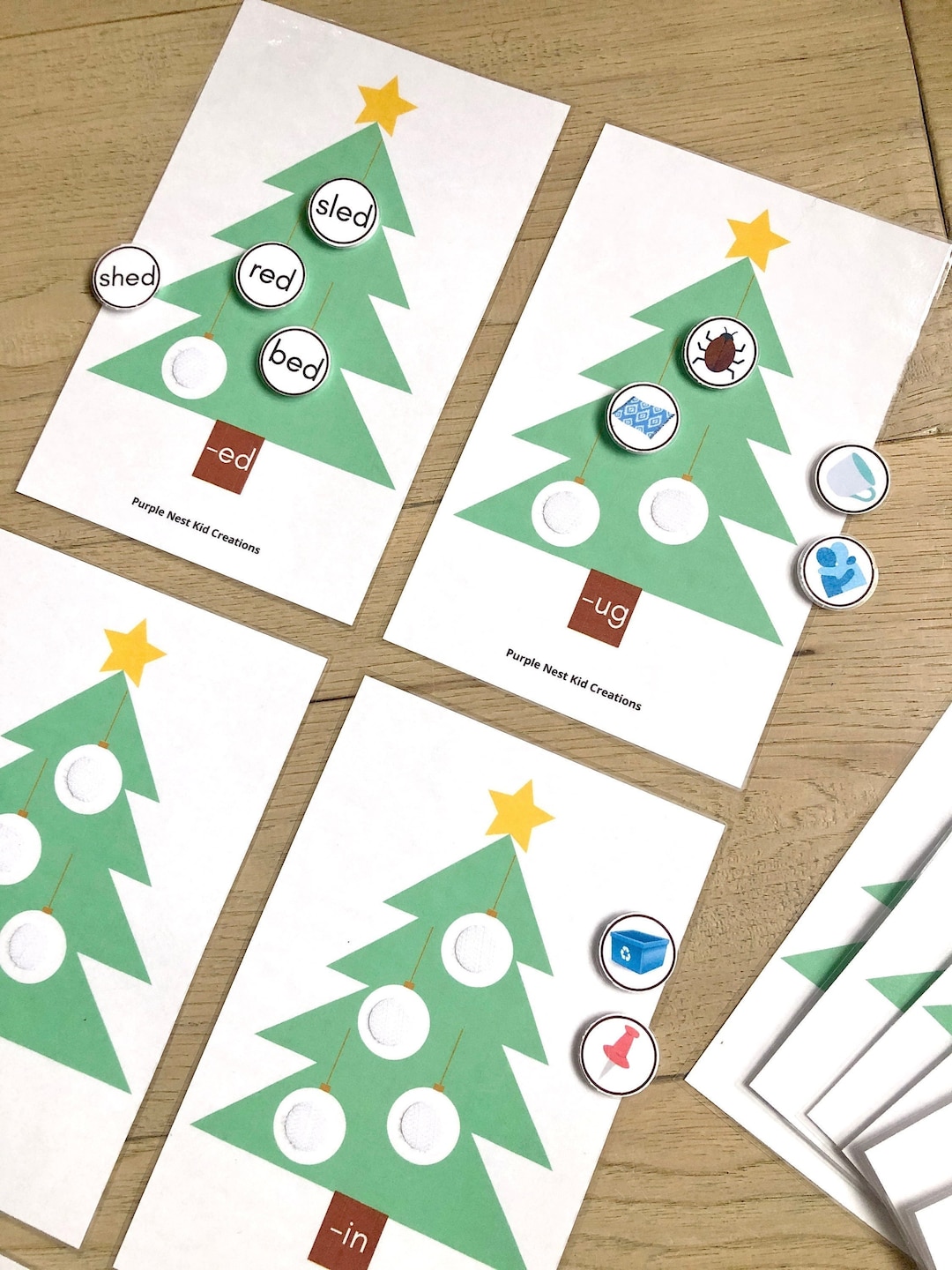 Christmas Word Family Trees Activity, Phonics, Language, CVC, Rhyming ...
