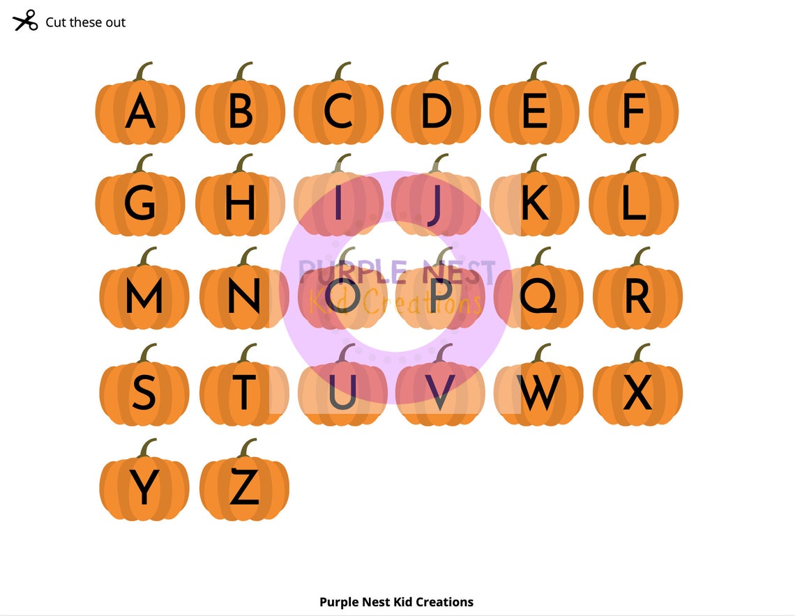 Pumpkin Patch Alphabet Match Worksheet Fall Alphabet Matching | Etsy