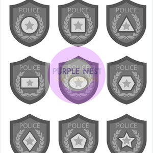Police Badge Shape Match Worksheet, Shape Matching Game, Educational ...