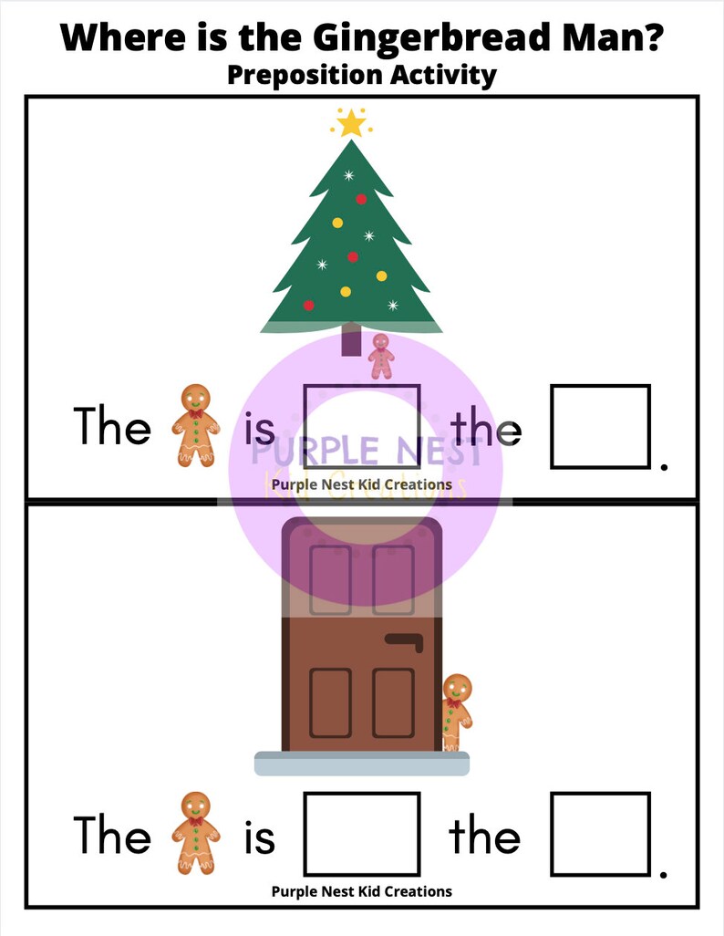 Gingerbread Man Preposition Activity: Christmas Literacy Center ...