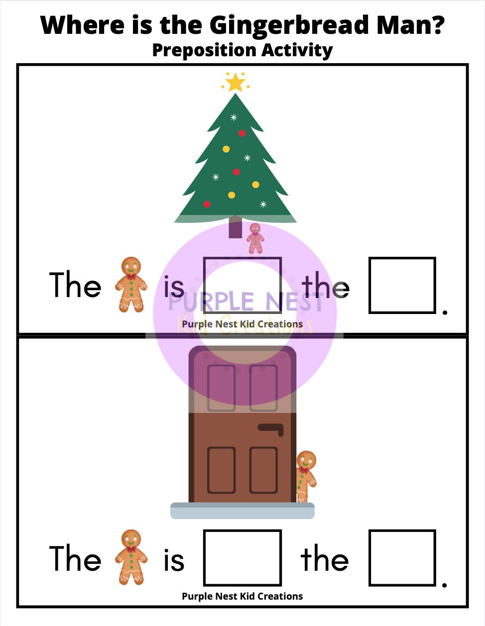 Gingerbread Man Preposition Activity: Christmas Literacy Center ...