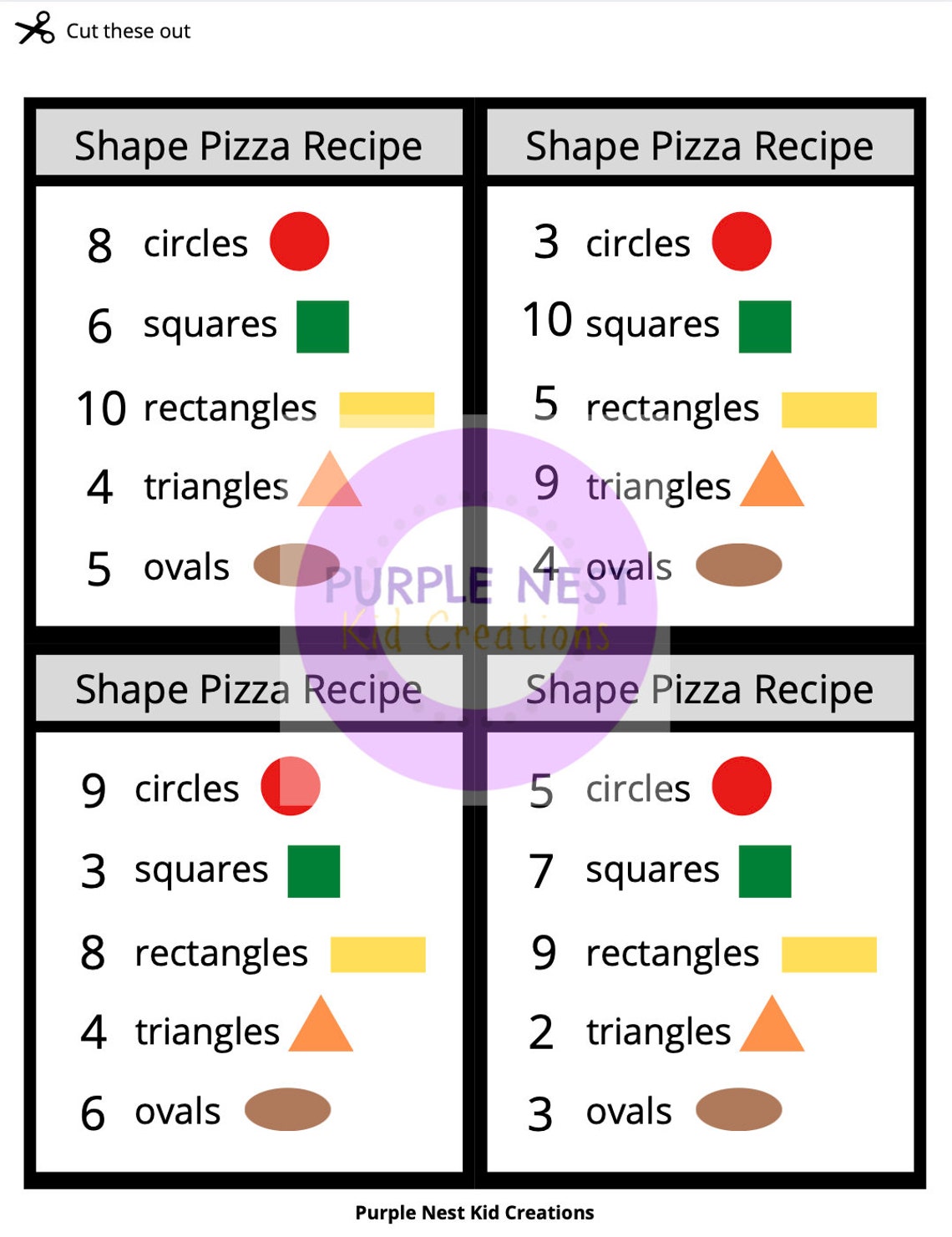 Shape Pizza Printable Activity Busy Bag Playdough Mat | Etsy Canada