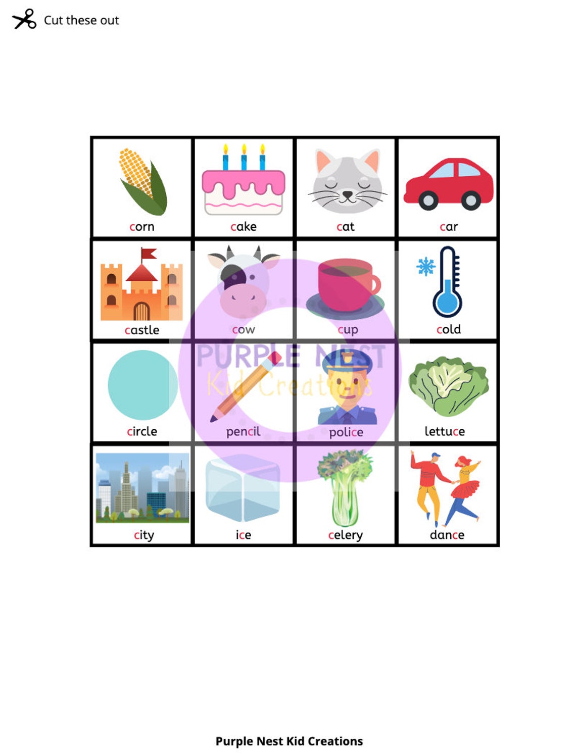 Hard 'c' / Soft 'c' Word Sort Digital - Etsy