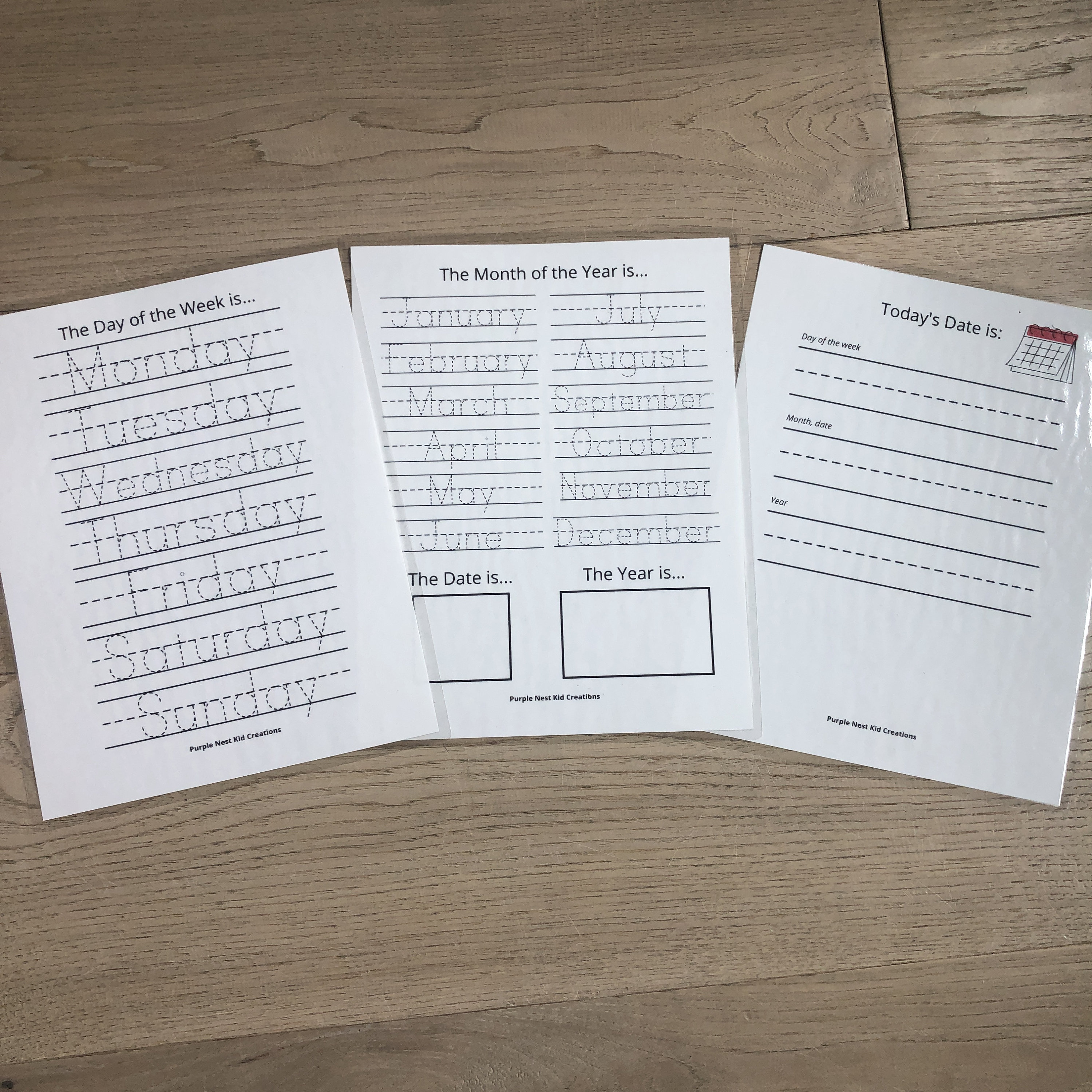 Today's Date Printable Worksheets Days of the Week - Etsy