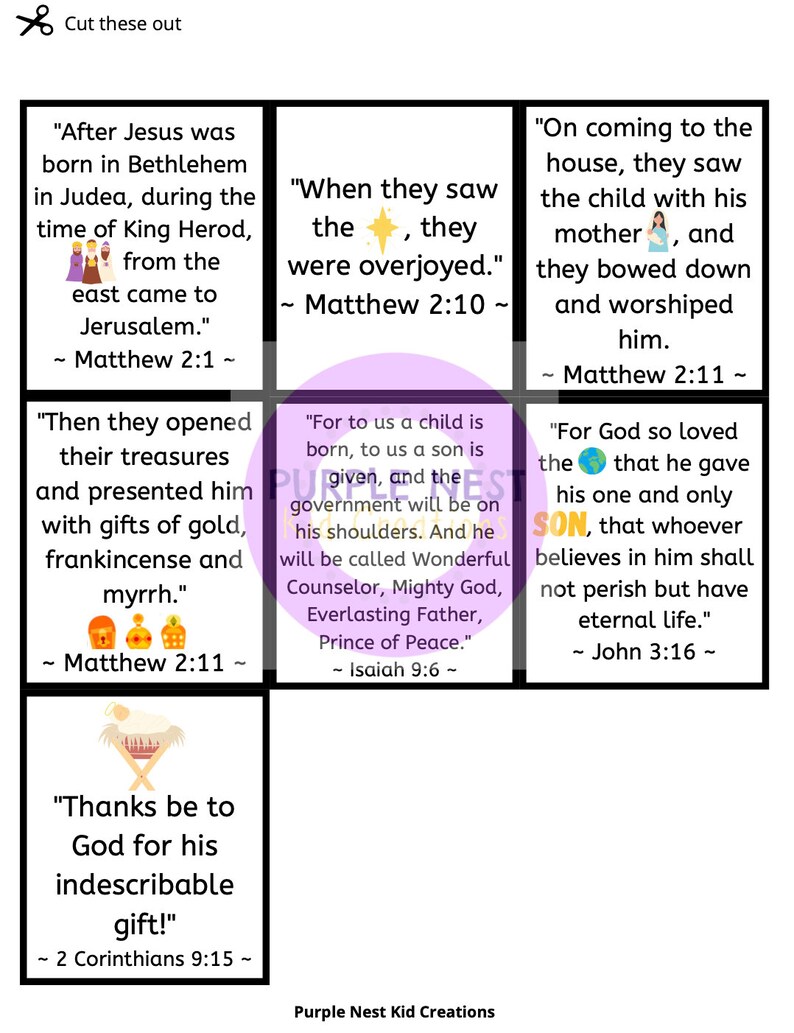 Advent Scripture Cards Printable for Kids: Christmas Countdown (digital ...
