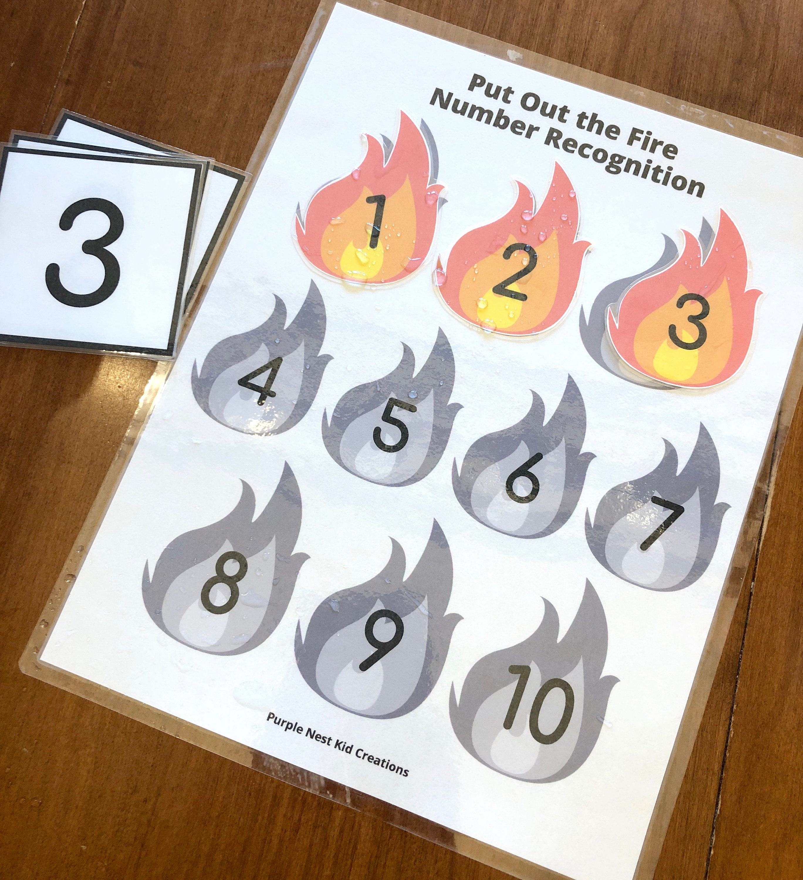 Put Out the Fire Number Recognition Worksheet Number Matching - Etsy