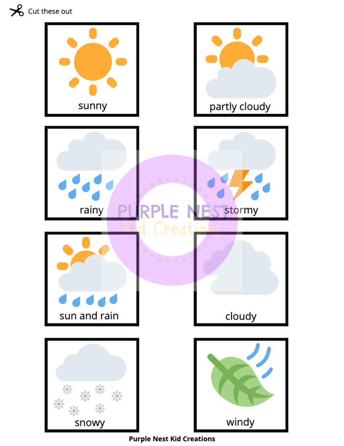 Weather Match Worksheet Weather Matching Game Educational - Etsy