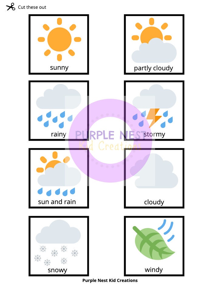 Weather Matching Game: Preschool Printable Activity (PDF) - Etsy