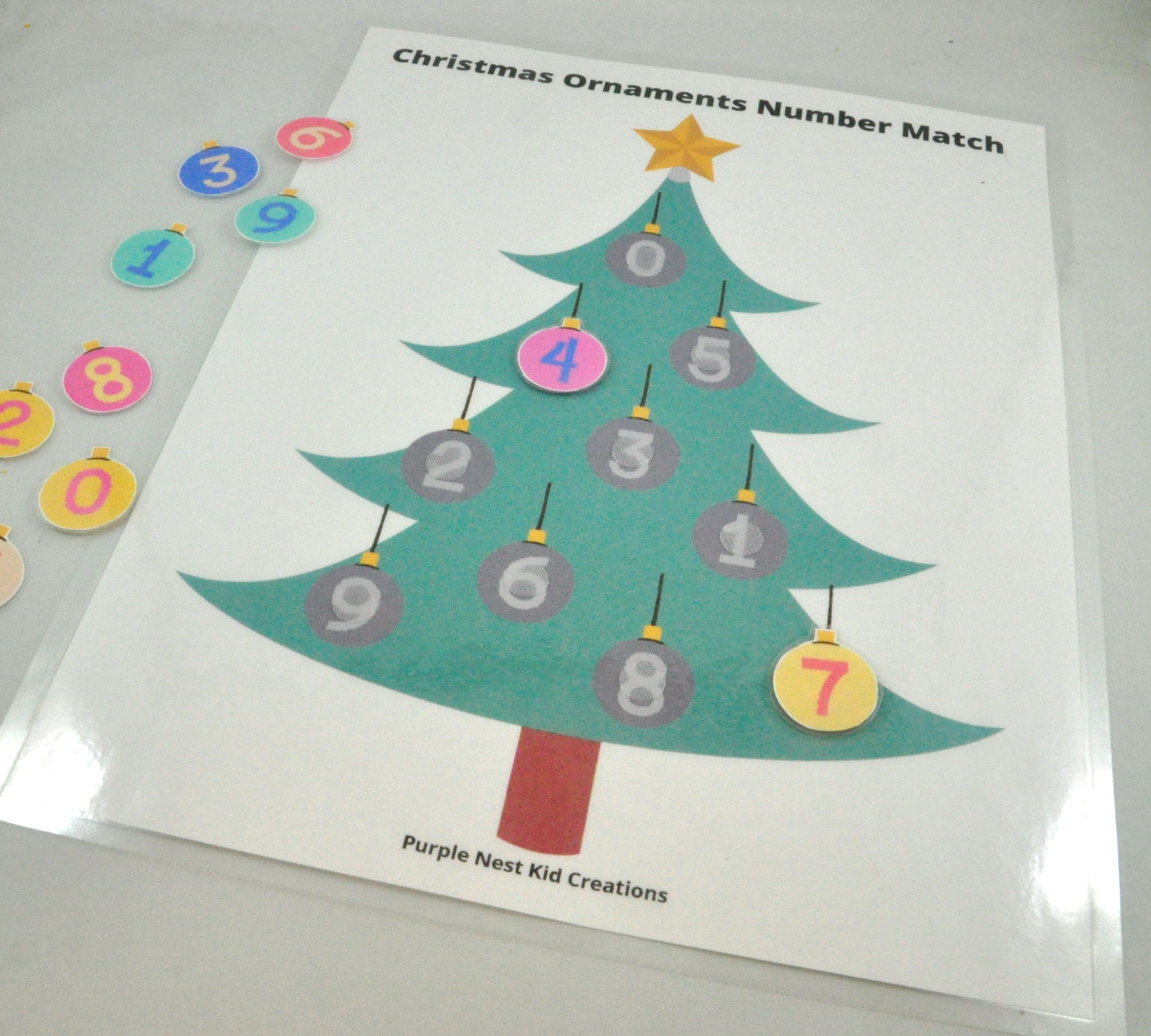 Christmas Ornament Number Match Worksheet Printable Number - Etsy Israel