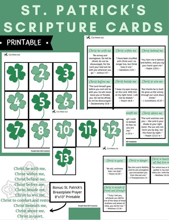St. Patrick's Breastplate Prayer Scripture Cards | Etsy