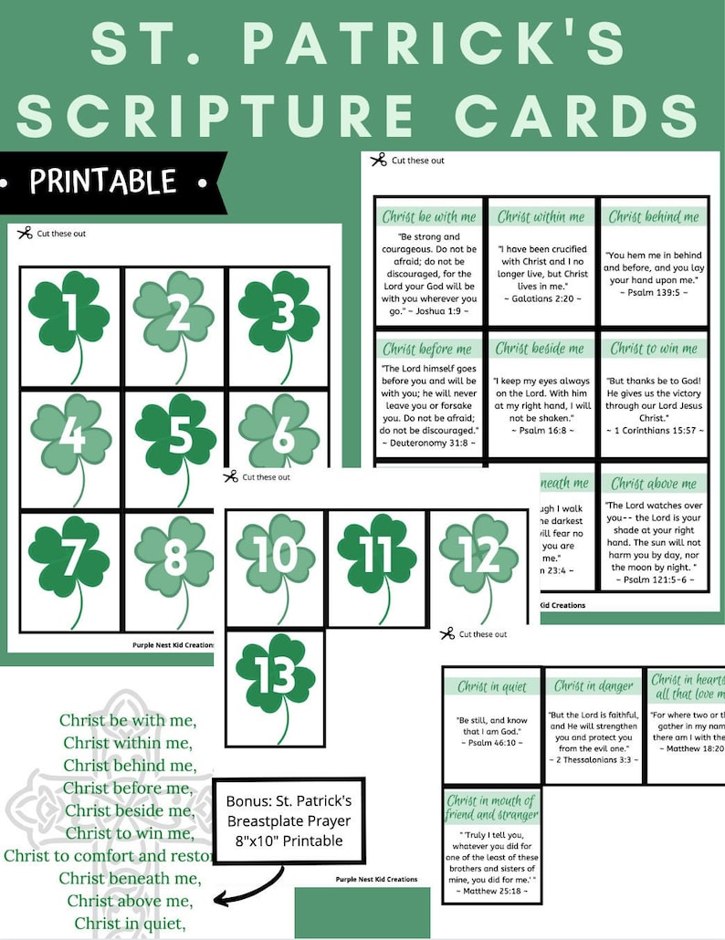 St. Patrick's Breastplate Prayer Scripture Cards (digital Download) - Etsy