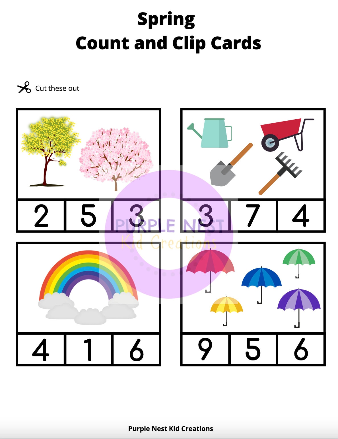 Spring Count and Clip Cards Numbers Counting Math Busy - Etsy