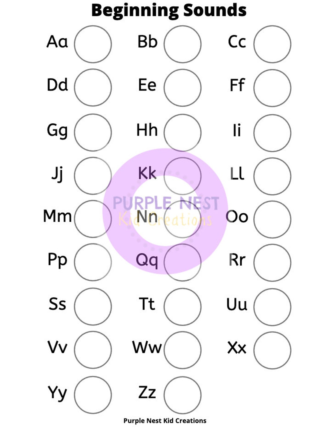 Beginning Sounds Picture Matching Worksheet Alphabet Matching - Etsy