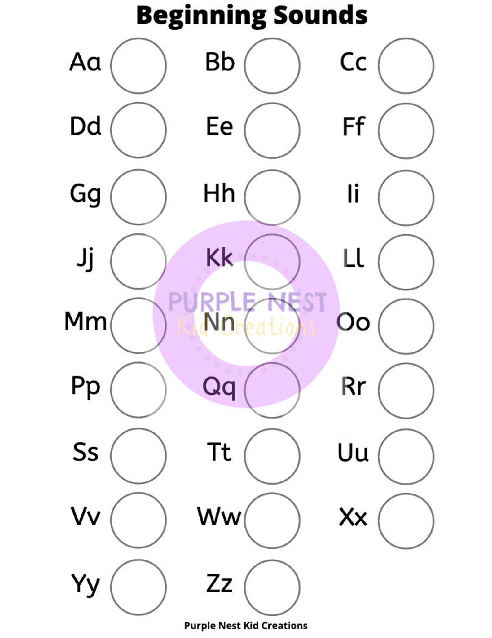 Beginning Sounds Picture Matching Worksheet Alphabet Matching - Etsy