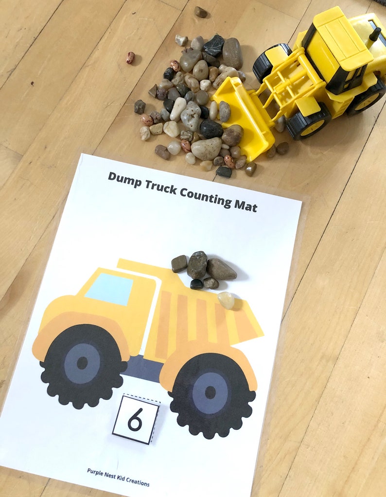 Dump Truck Counting Mat Playdough Mat Construction Activity - Etsy