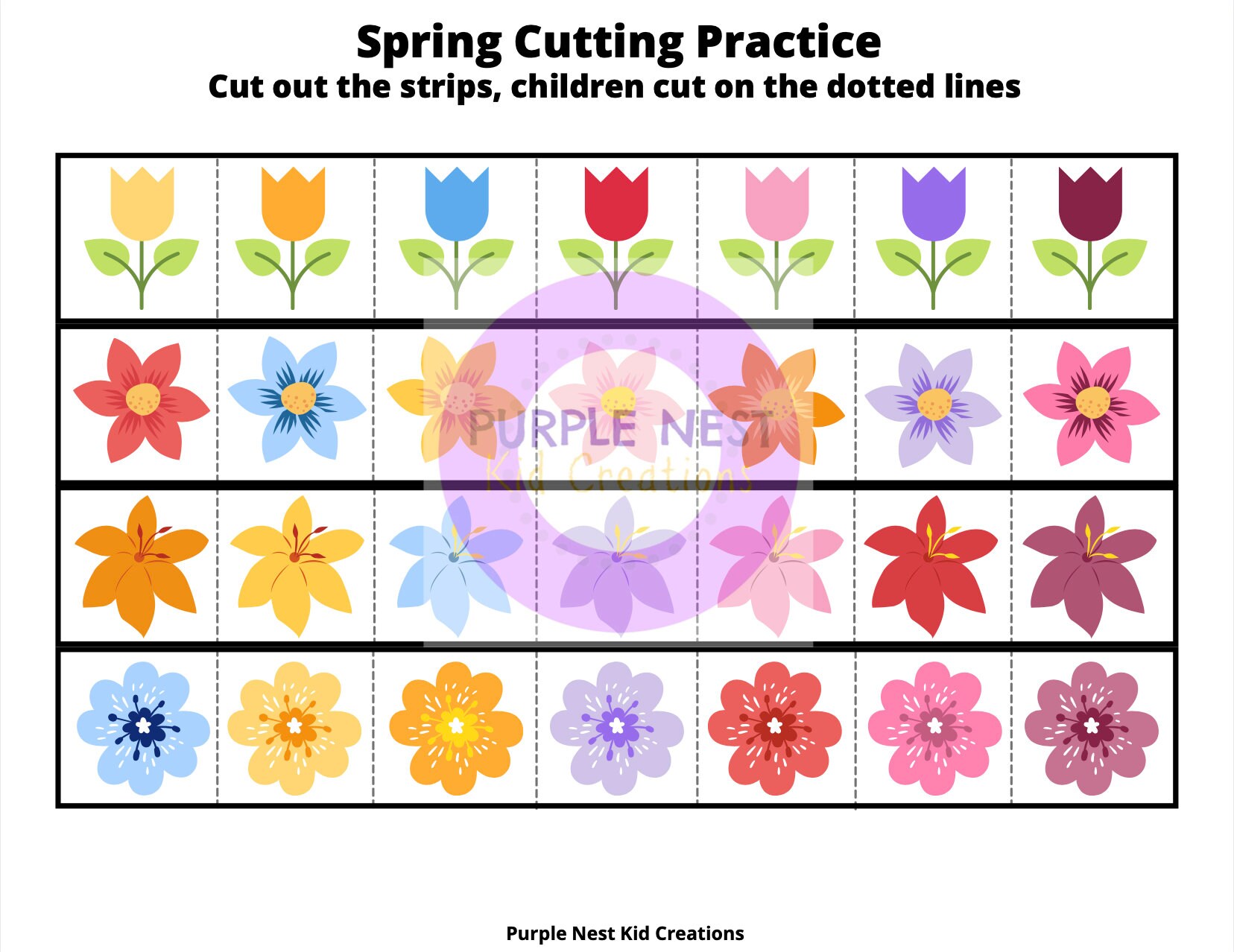 Spring Cutting Practice Worksheets Scissor Practice Scissor - Etsy Canada