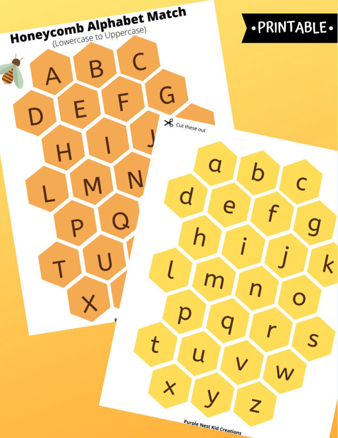 Honeycomb Alphabet Matching Worksheet Quiet Book Pages Busy - Etsy