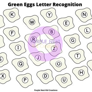 Green Eggs Letter Recognition Worksheet, Alphabet Activity, Green Eggs ...