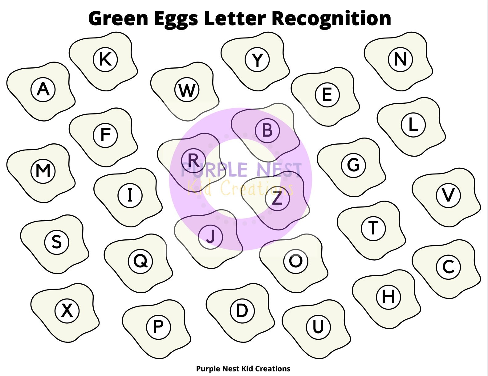 Green Eggs Letter Recognition Worksheet Alphabet Activity | Etsy