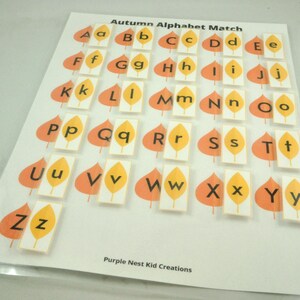 Autumn Alphabet Match Worksheet, Fall Alphabet Matching Game, Letters ...