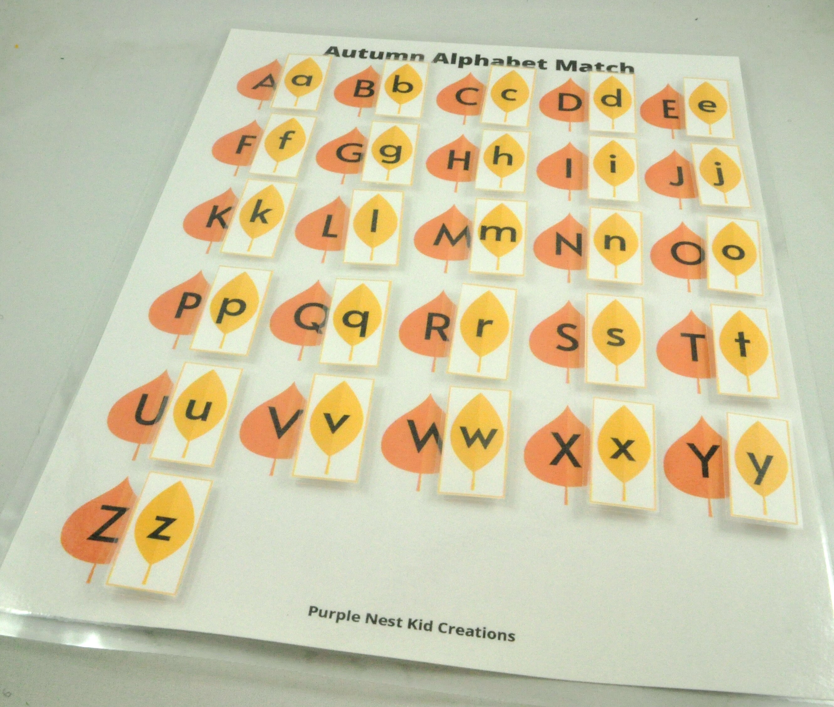 Autumn Alphabet Match Worksheet Fall Alphabet Matching Game | Etsy