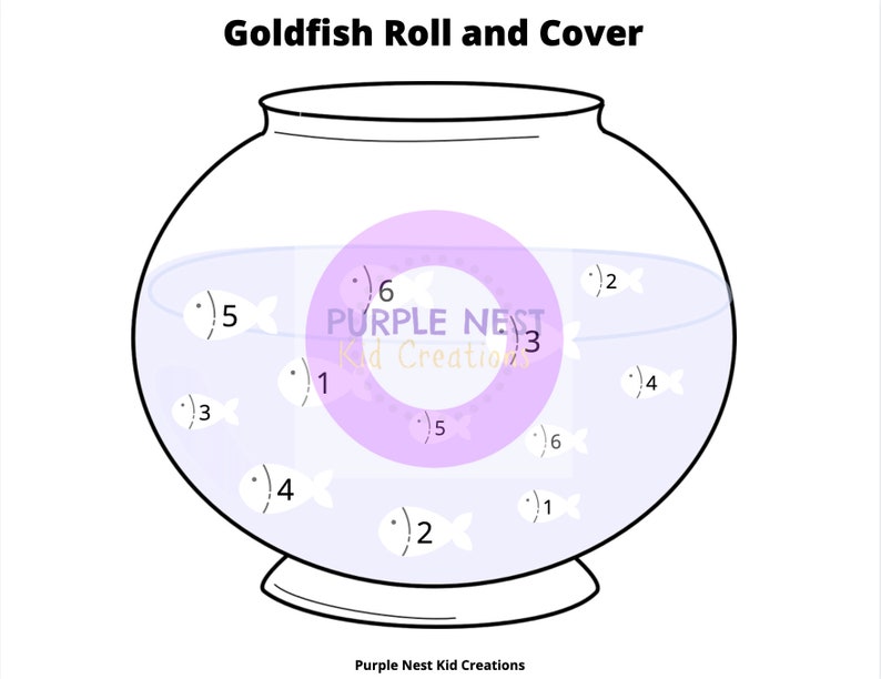 Goldfish Roll and Cover Worksheet, Numbers 1-6, Counting Activity, Math ...