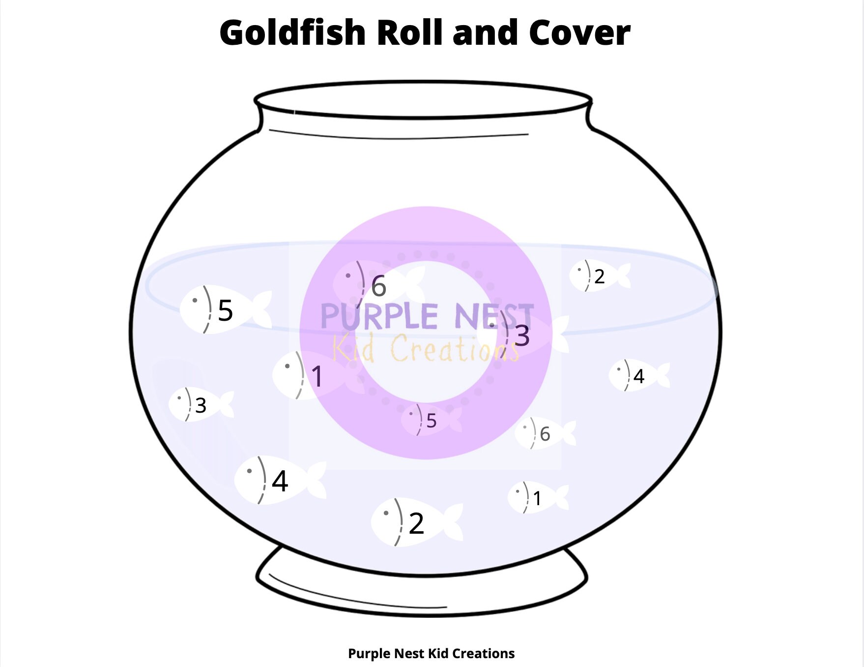 Goldfish Roll and Cover Worksheet, Numbers 1-6, Counting Activity, Math ...