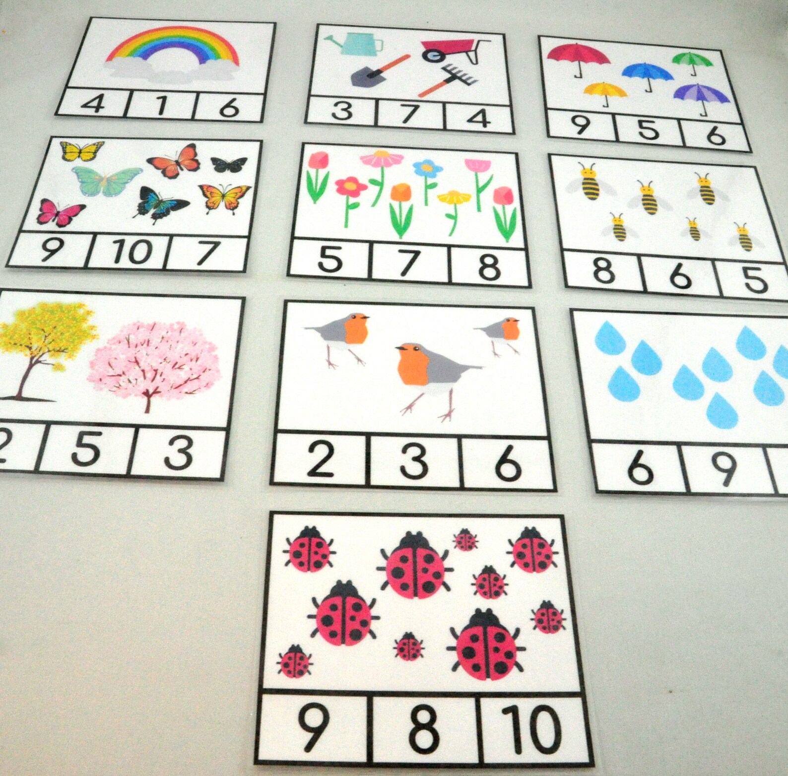 Spring Count and Clip Cards Numbers Counting Math Busy - Etsy