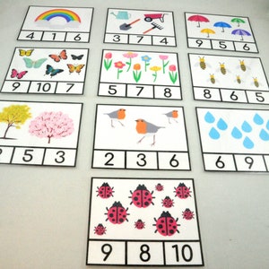 Spring Count and Clip Cards, Numbers, Counting, Math, Busy Bag, Spring ...