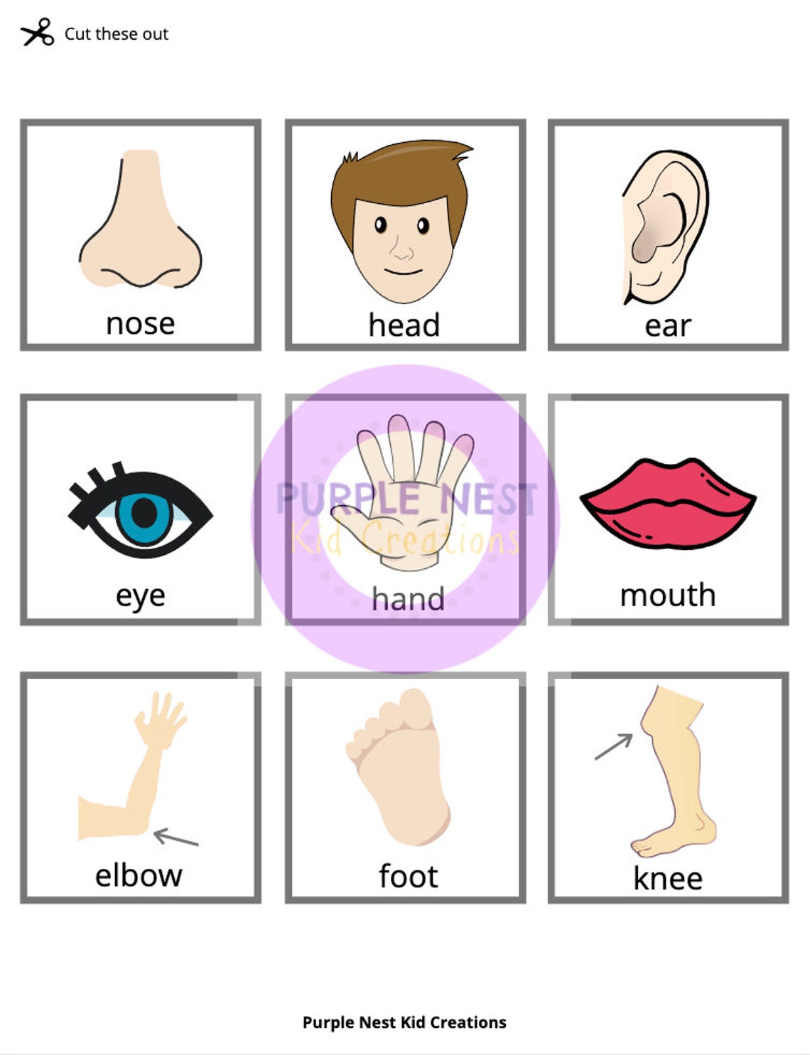 Match the Body Parts Worksheet Matching Game Educational - Etsy