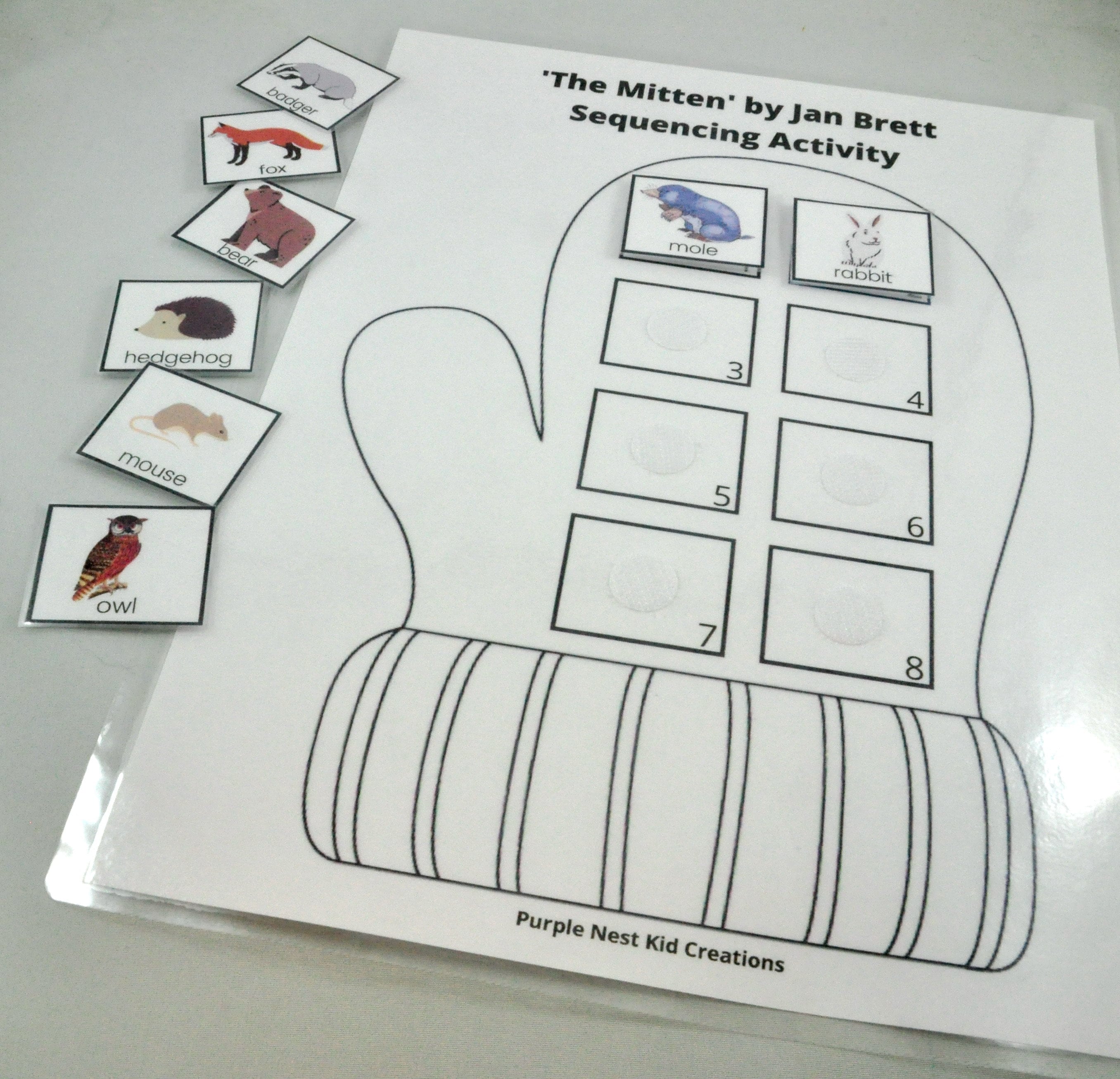 The Mitten Story Book Sequencing Activity Trace the Lines | Etsy