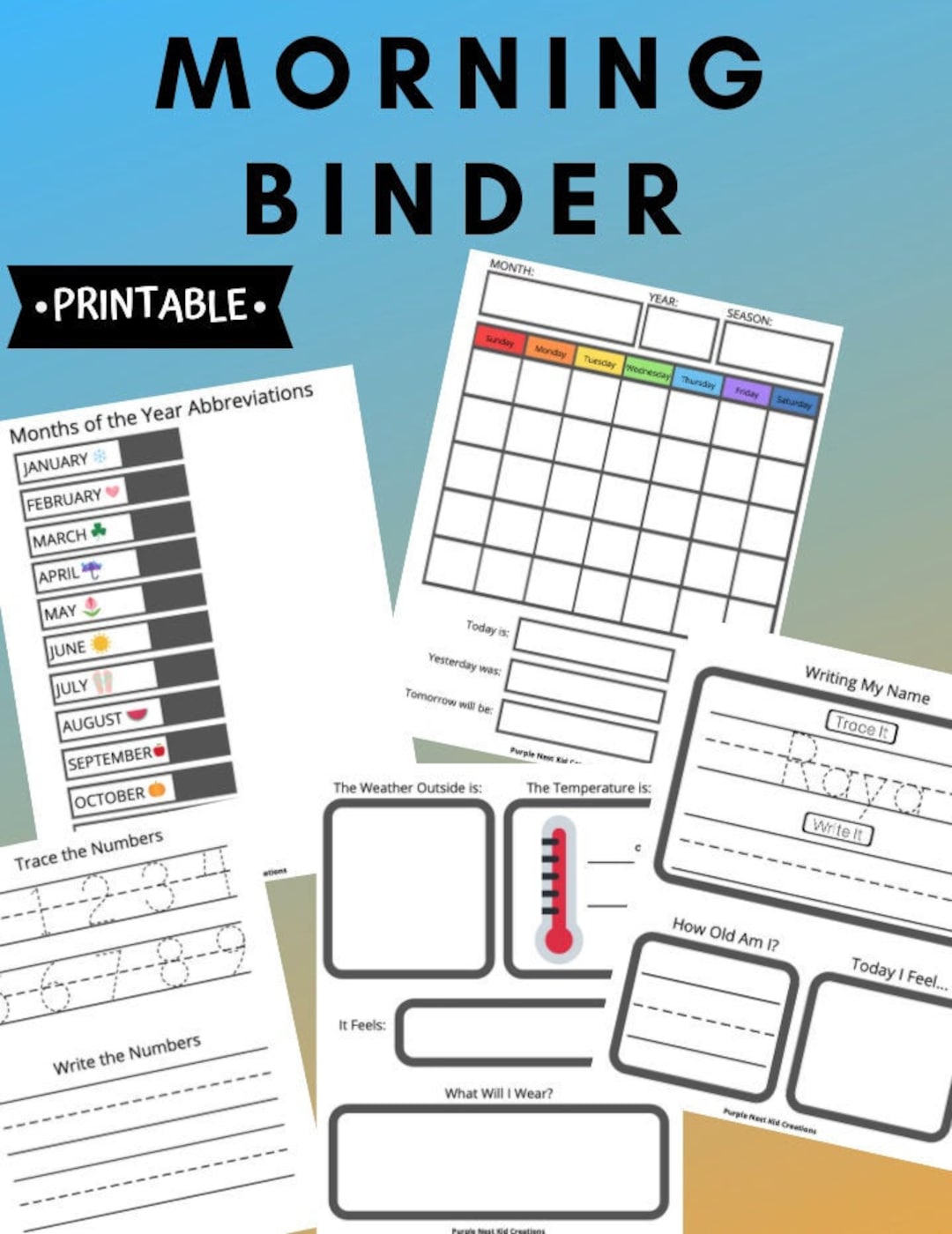 Morning Binder, Digital Download, Busy Book Printable, Calendar ...