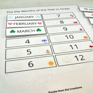 Months of the Year Printable, Calendar Time, Morning Binder Activity ...