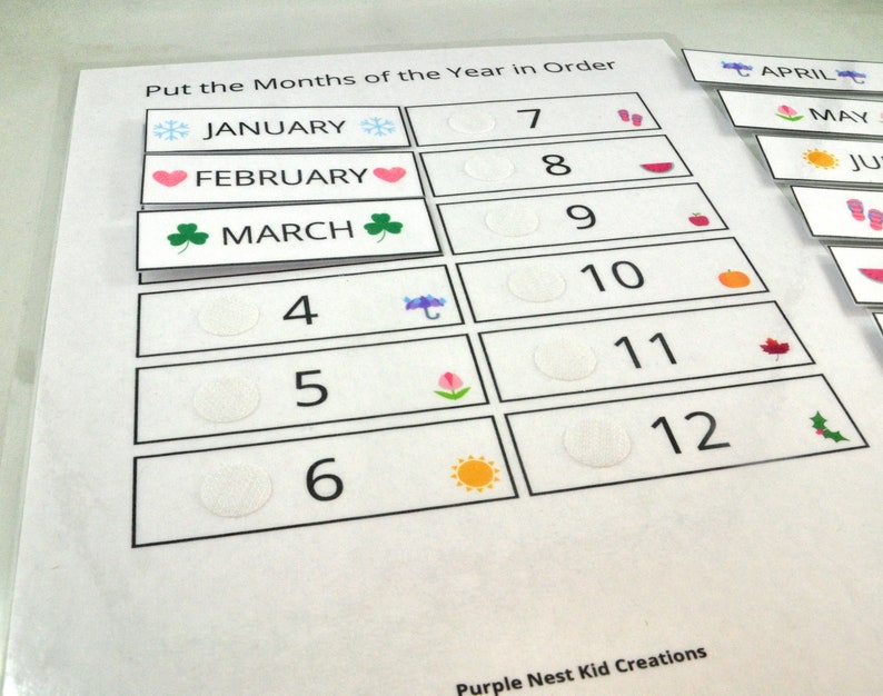 Months of the Year Printable Calendar Time Morning Binder - Etsy