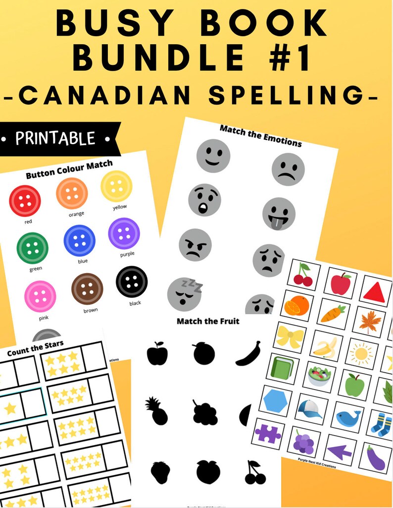 Canadian Spelling Busy Book Bundle: Educational Games (PDF Pattern) - Etsy