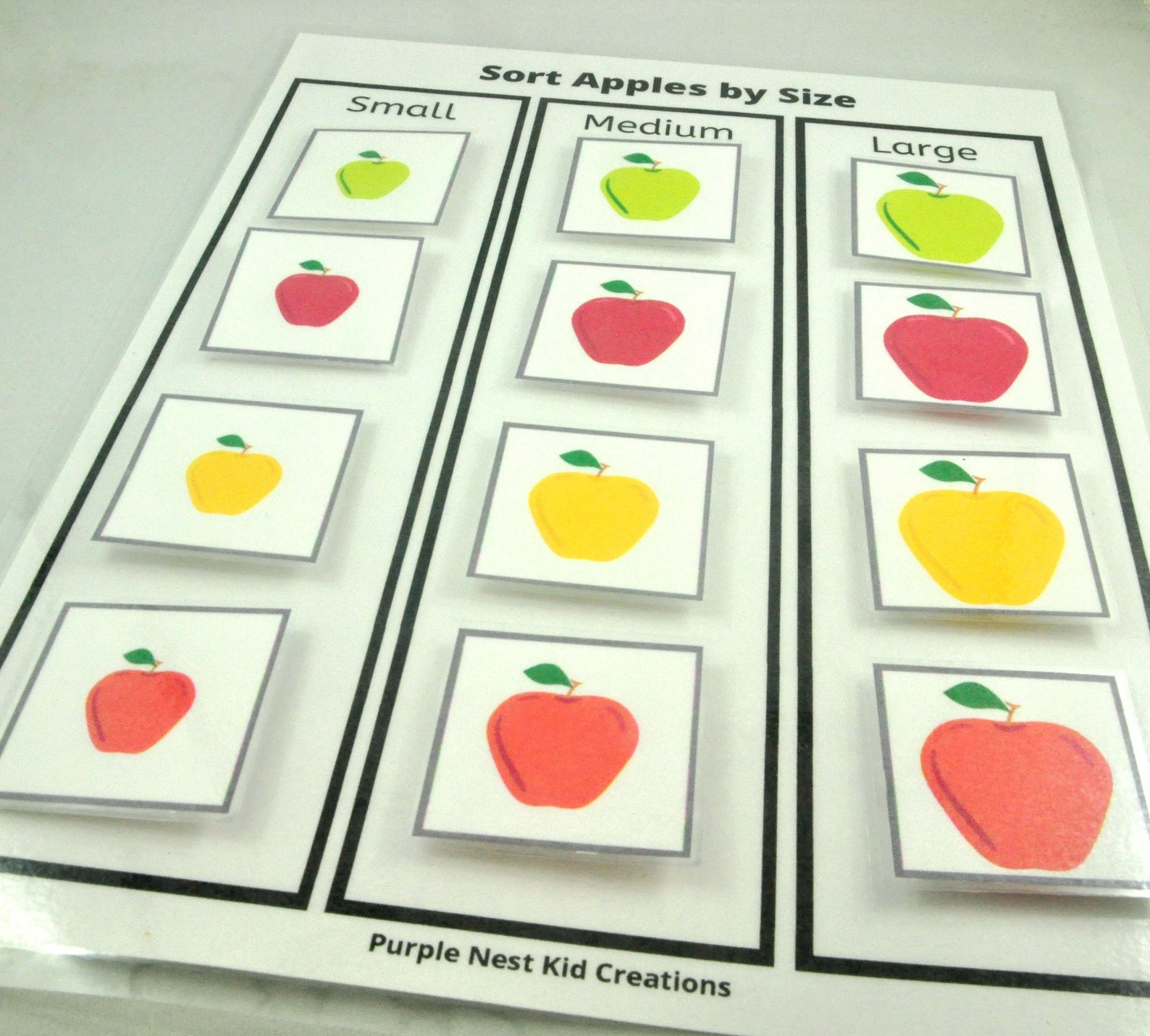 Sort Apples by Size Worksheet Size Sorting Game Educational | Etsy