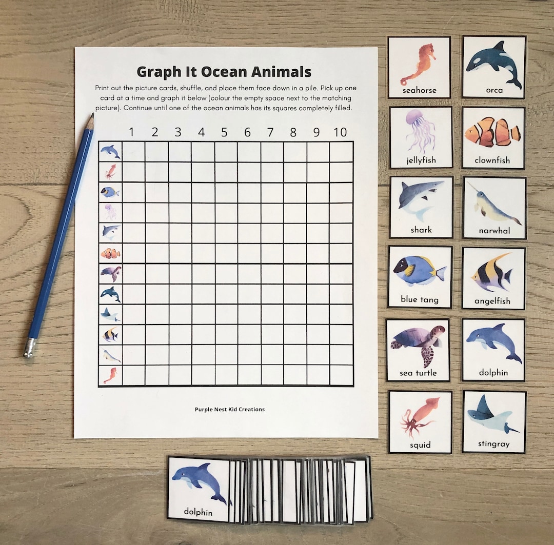 Graph It Ocean Animals Game, Ocean Activity, Math Activity, Graphing ...