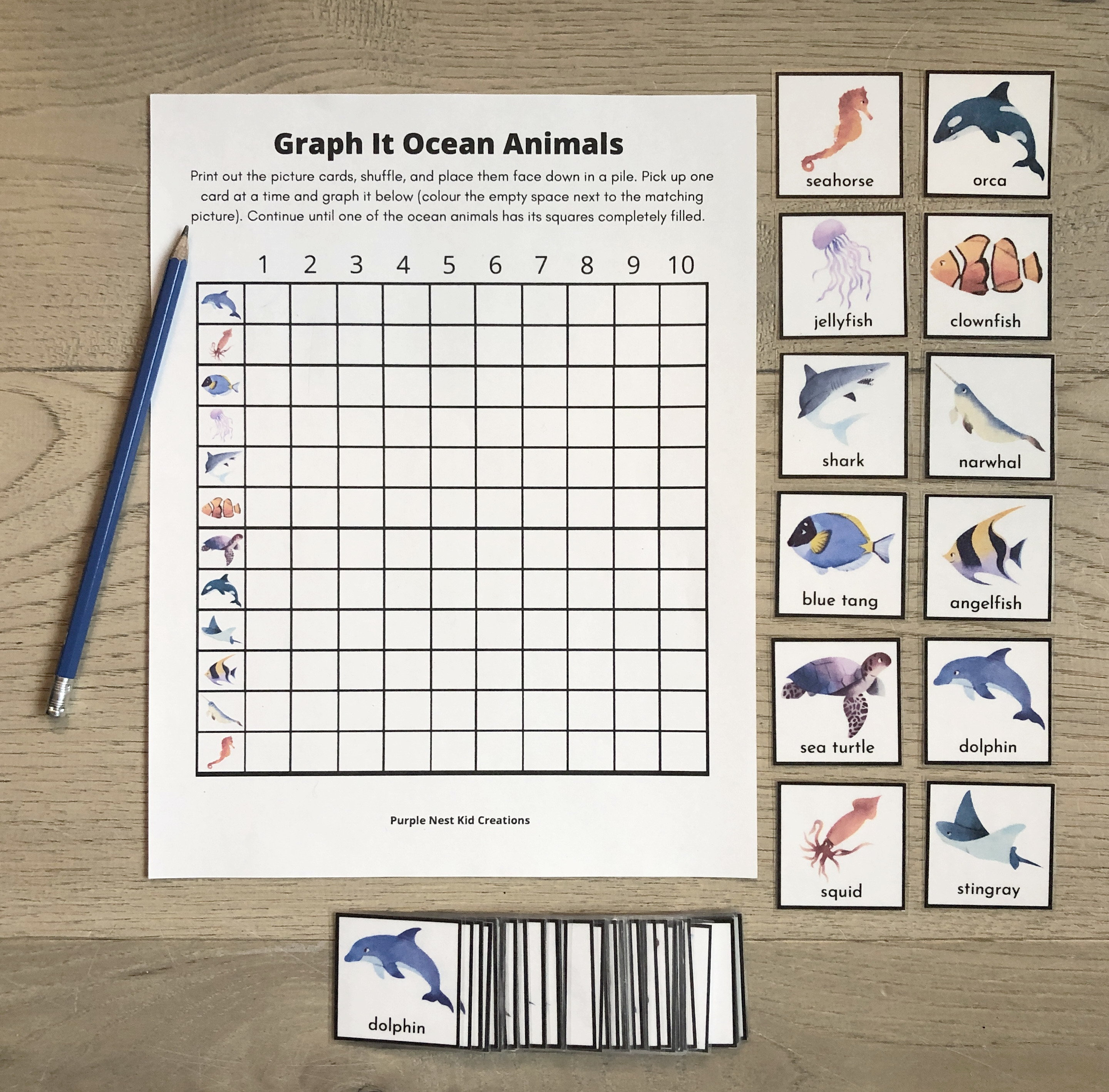 Graph It Ocean Animals Game Ocean Activity Math Activity - Etsy