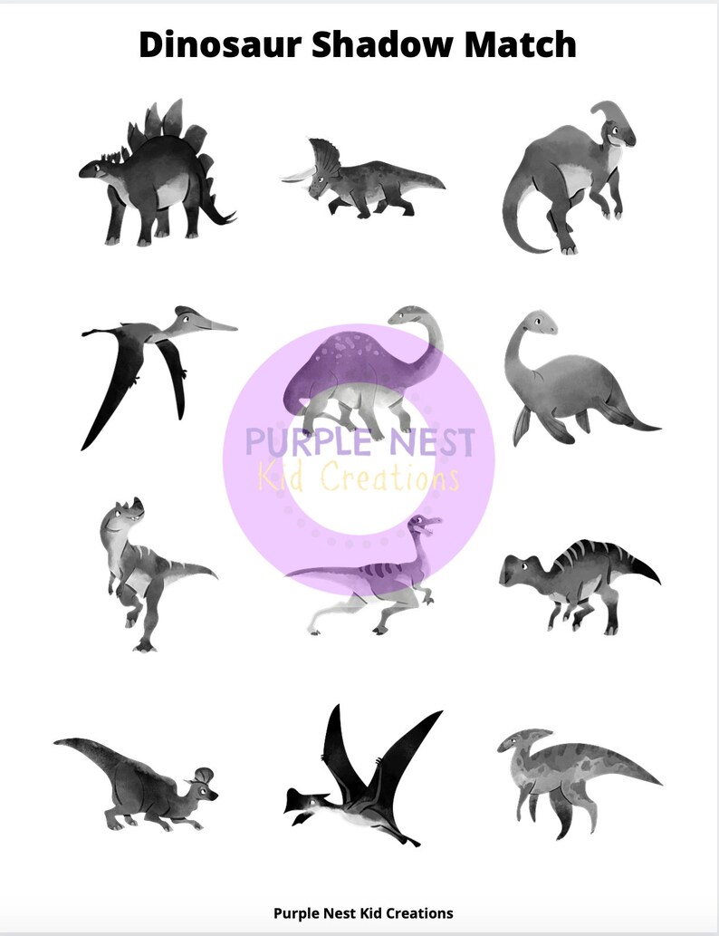 Dinosaur Shadow Match Worksheet Dinosaur Matching Game - Etsy