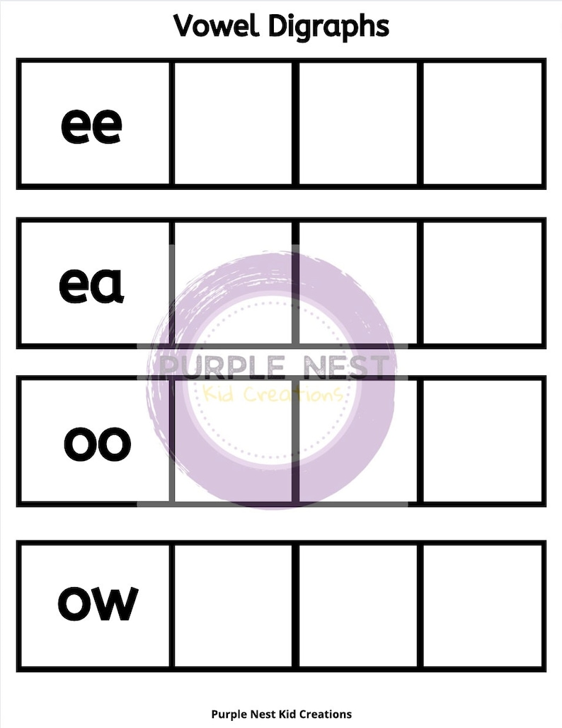 Vowel Digraphs Matching Game: Phonics Printable Activity (PDF) - Etsy