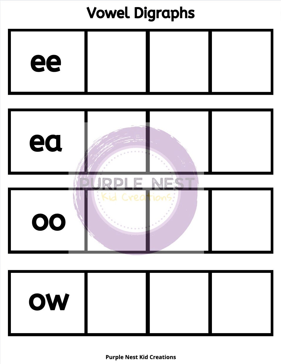 Vowel Digraphs Matching Game: Phonics Printable Activity (PDF) - Etsy