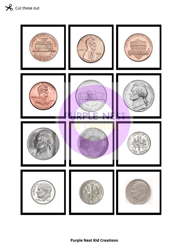 Coin Sorting Worksheet: American Coins Preschool Printable (PDF) - Etsy