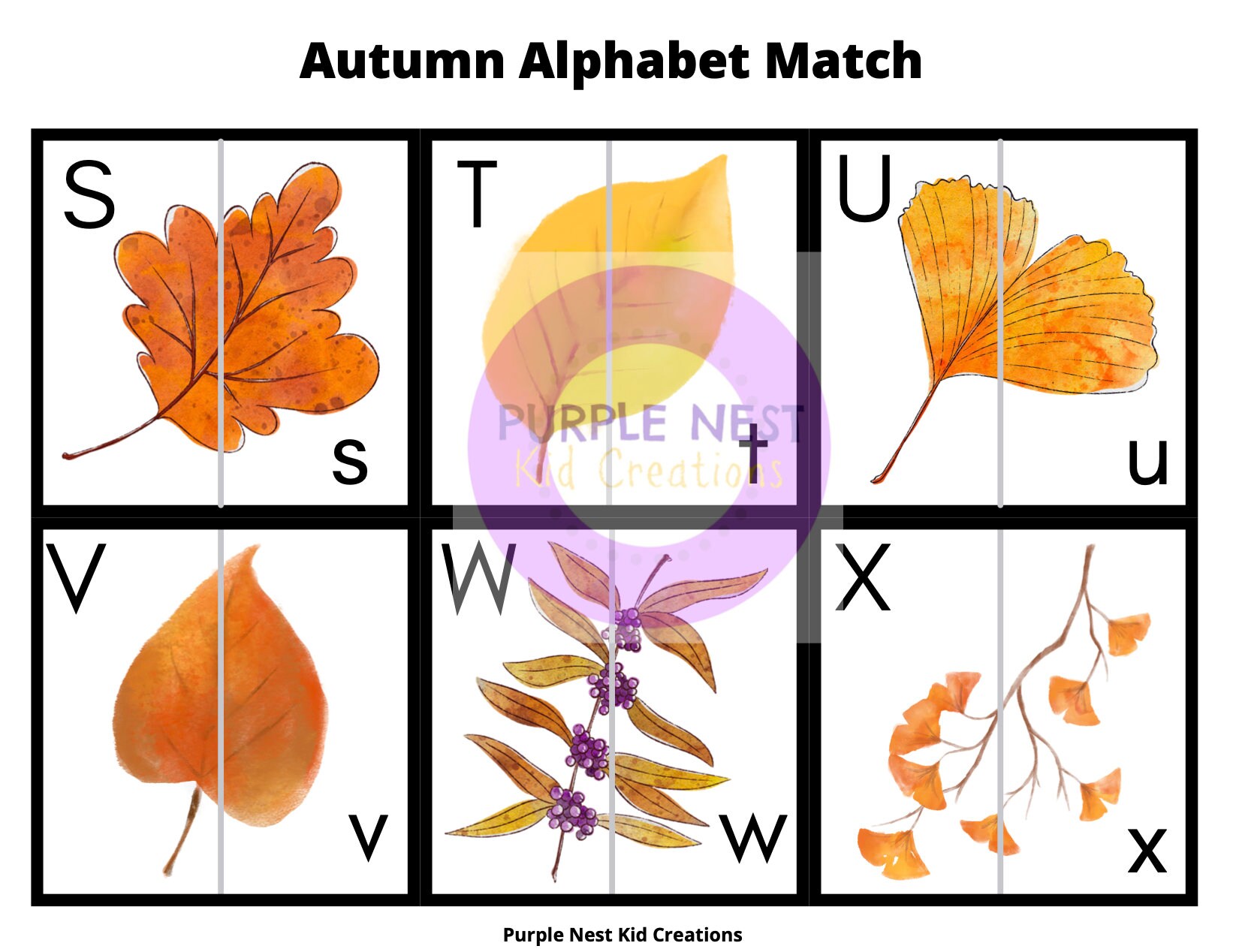 Autumn Alphabet Puzzle Fall Matching Game Puzzle Alphabet | Etsy