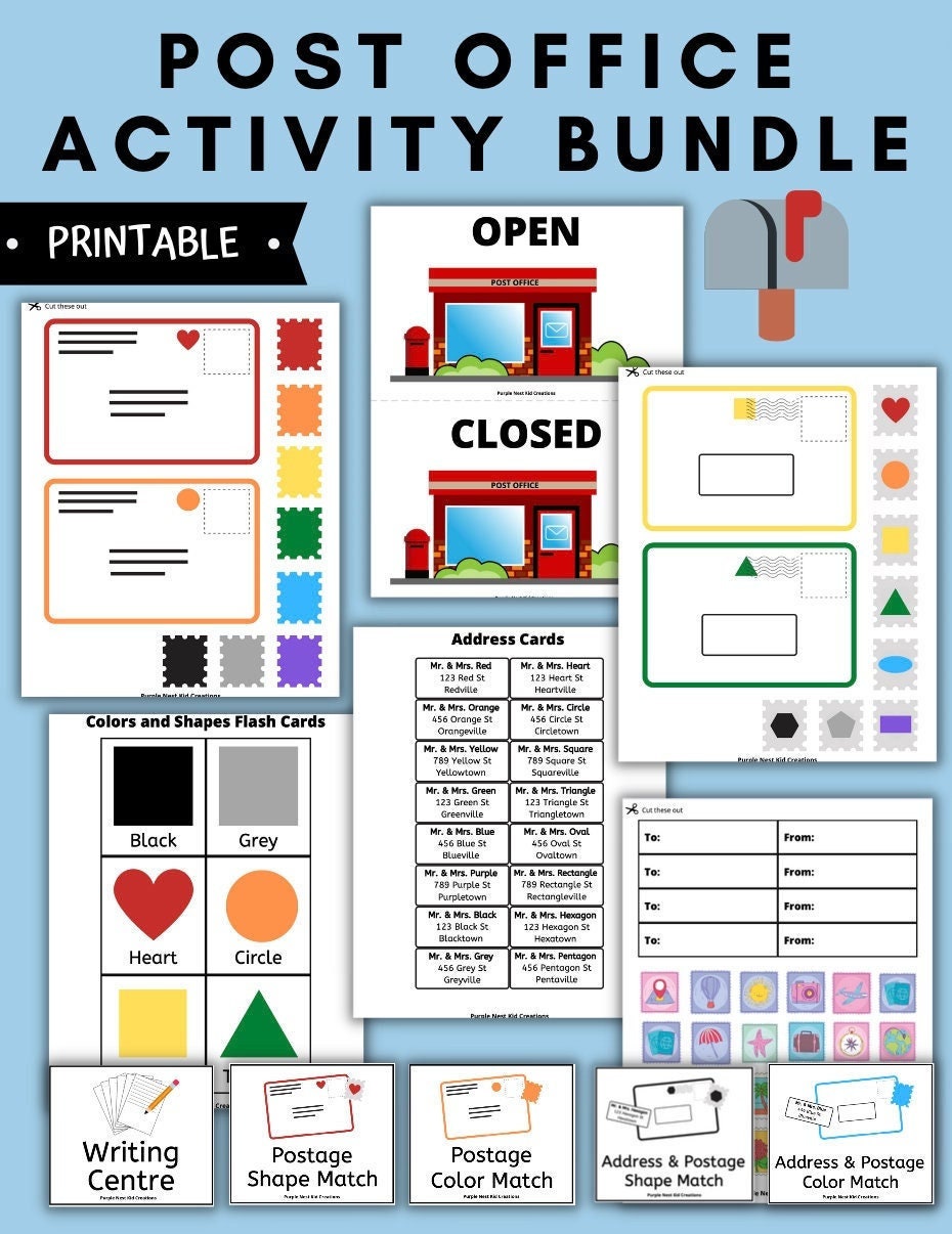 Post Office Activity Bundle Postage Color and Shape Match | Etsy