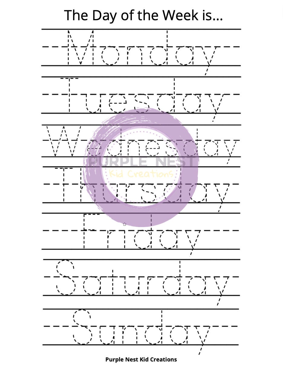 Today's Date Printable Worksheets Days of the Week - Etsy