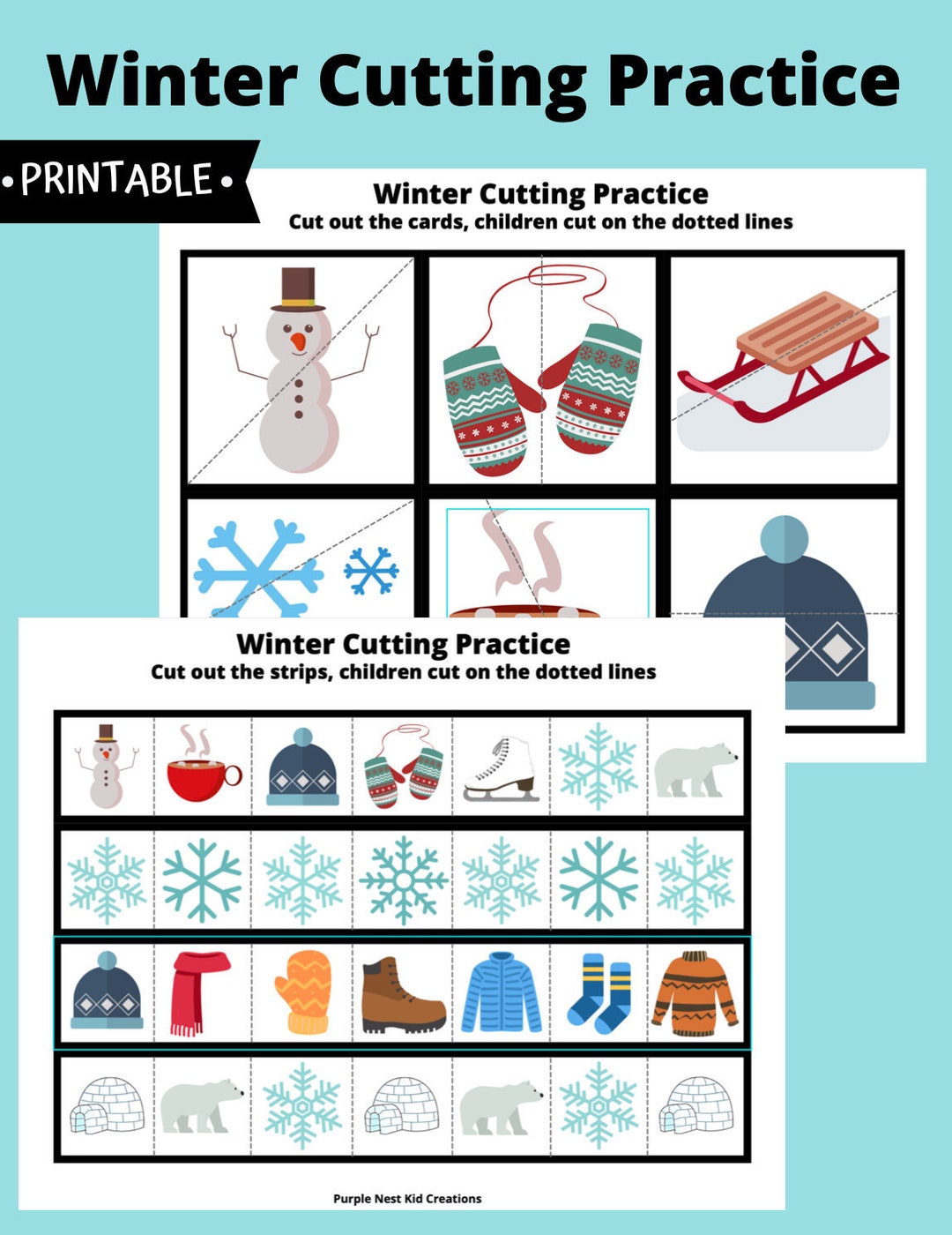Winter Scissor Skills Practice: Printable Activity (PDF) - Etsy