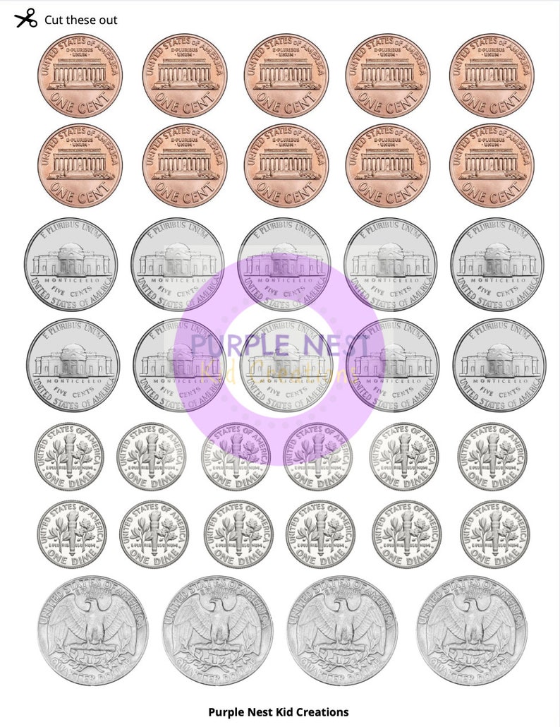 Money Counting Worksheet: American Coins Printable Activity (PDF) - Etsy