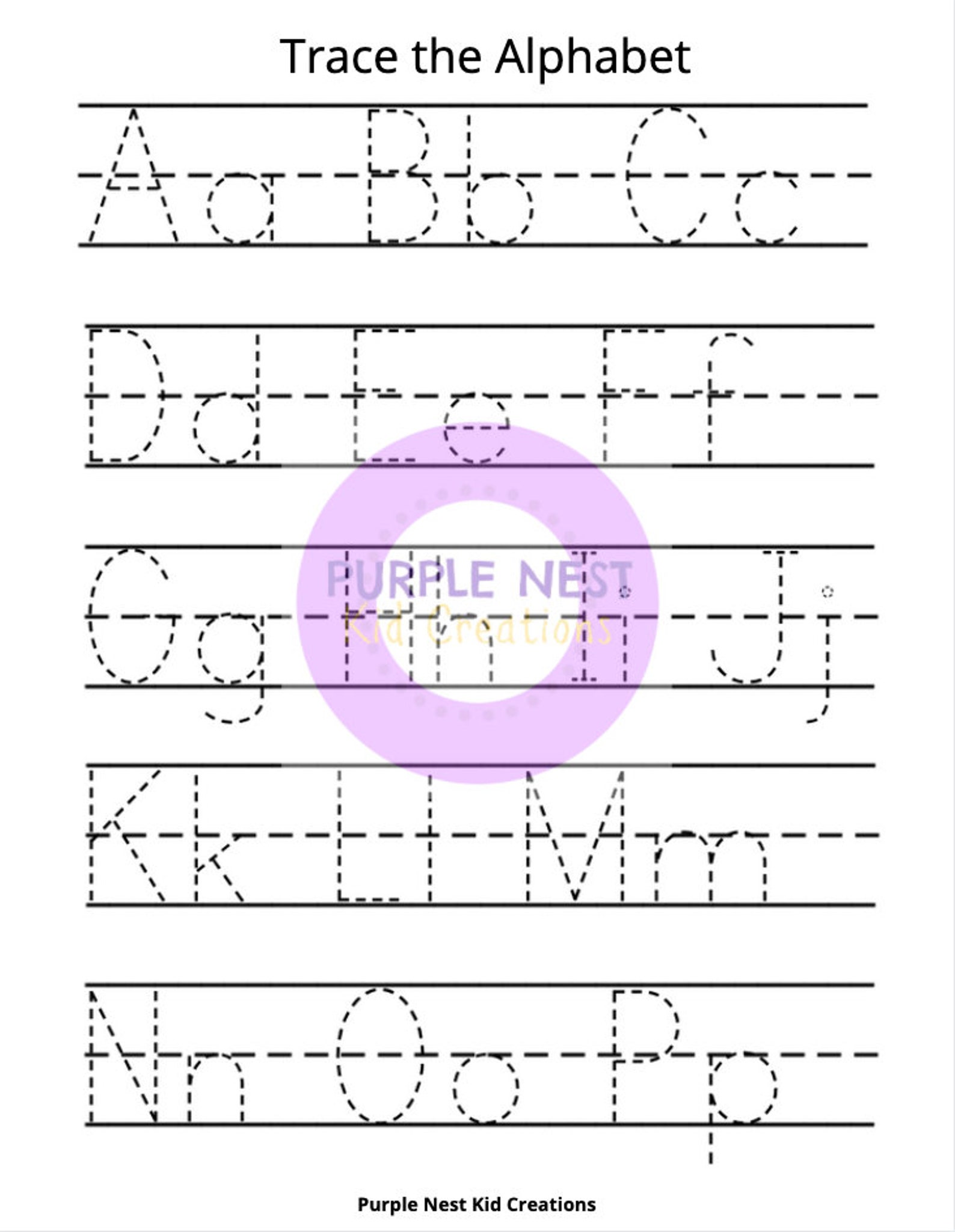 Trace the Alphabet Worksheet Letters Learn to Write | Etsy