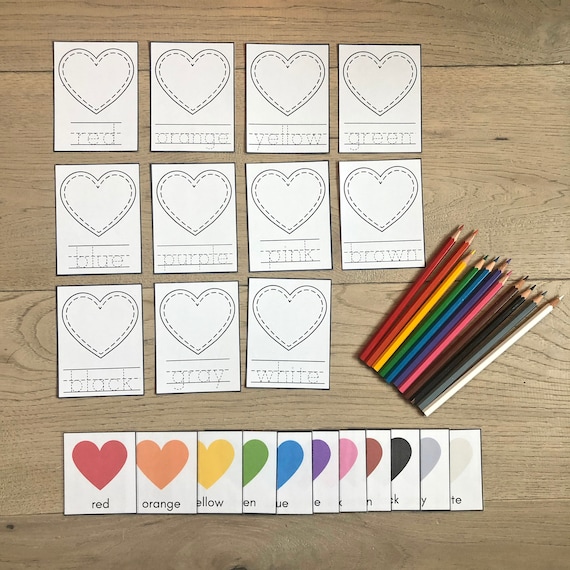 Heart Coloring and Tracing Cards Valentines Day Writing | Etsy